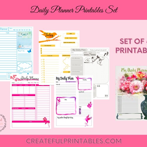 CANVA Template Daily Planner 7 Days 6 Styles Printable - Etsy