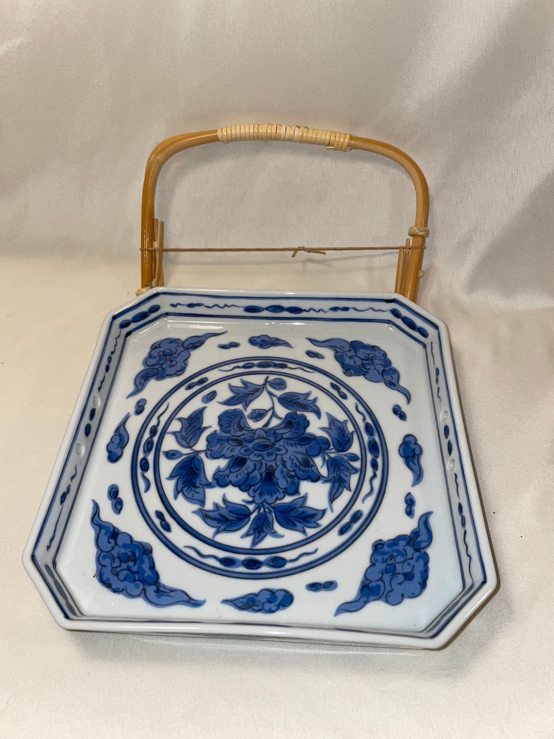 Vintage Asian Serving Tray-plate-dish With Handle - Etsy
