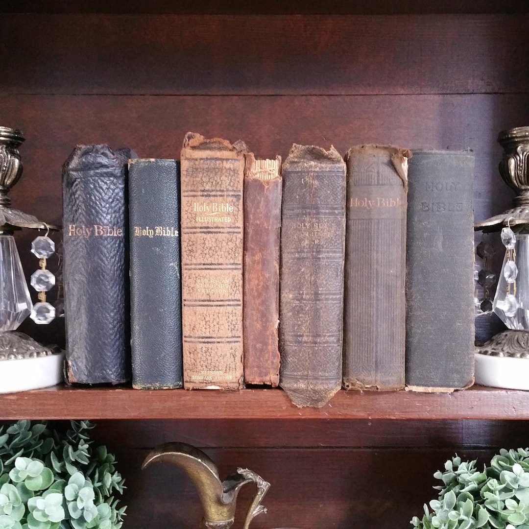Choice Small Antique Bible Decor Religious Library Decorative Leather ...