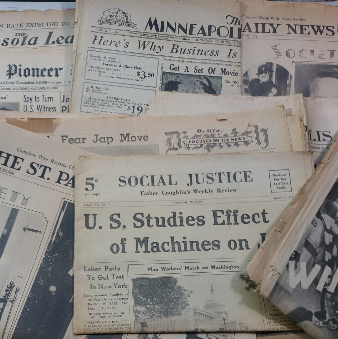 CHOICE 1930s Newspaper Sections Vintage Aged Junk Journal Ephemera ...