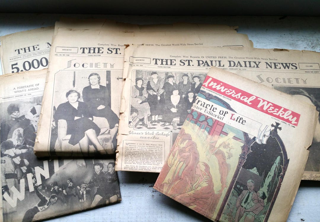 CHOICE 1930s Newspaper Sections Vintage Aged Junk Journal Ephemera ...