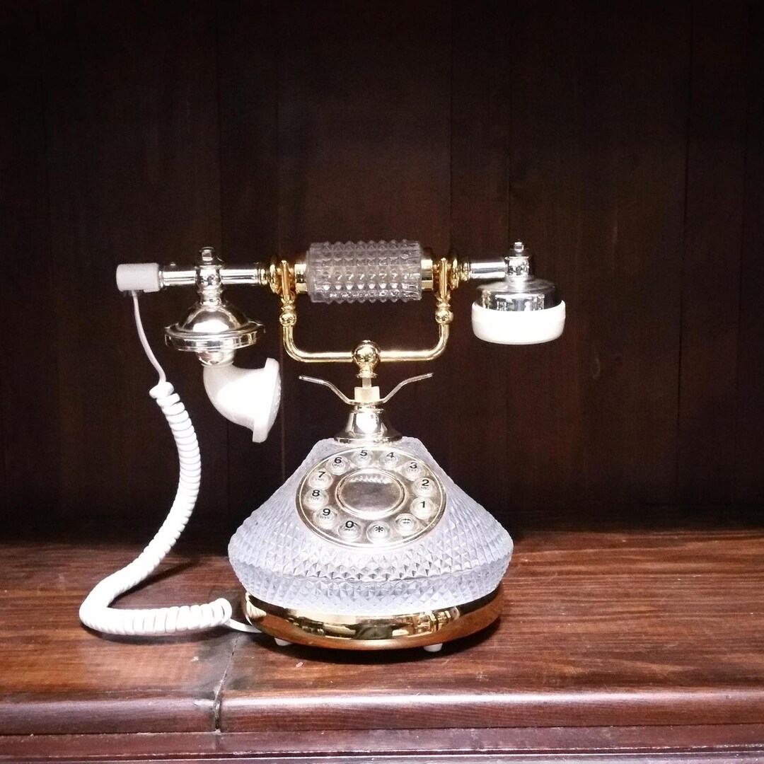 Crystal Rotary Push Button Telephone Vintage Hollywood Regency Chic ...