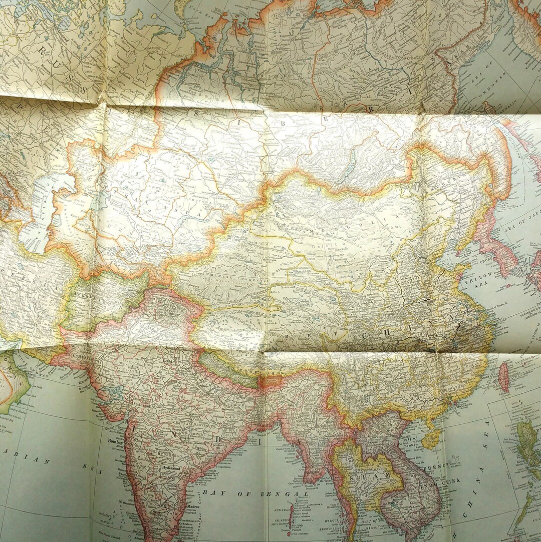 1921 Map of Asia & Adjoining Europe Portion of Africa Large - Etsy