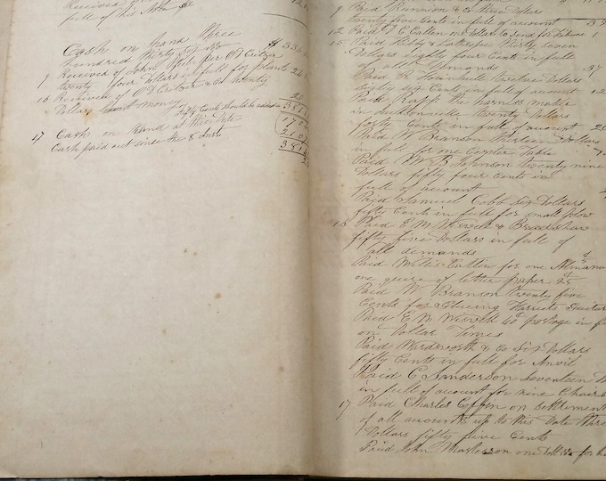 1856 Antique LEDGER Journal Marbled Calligraphy Mercantile General ...