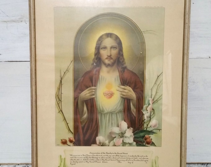 1939 Consecration of the Family to the Sacred Heart Antique Jesus ...