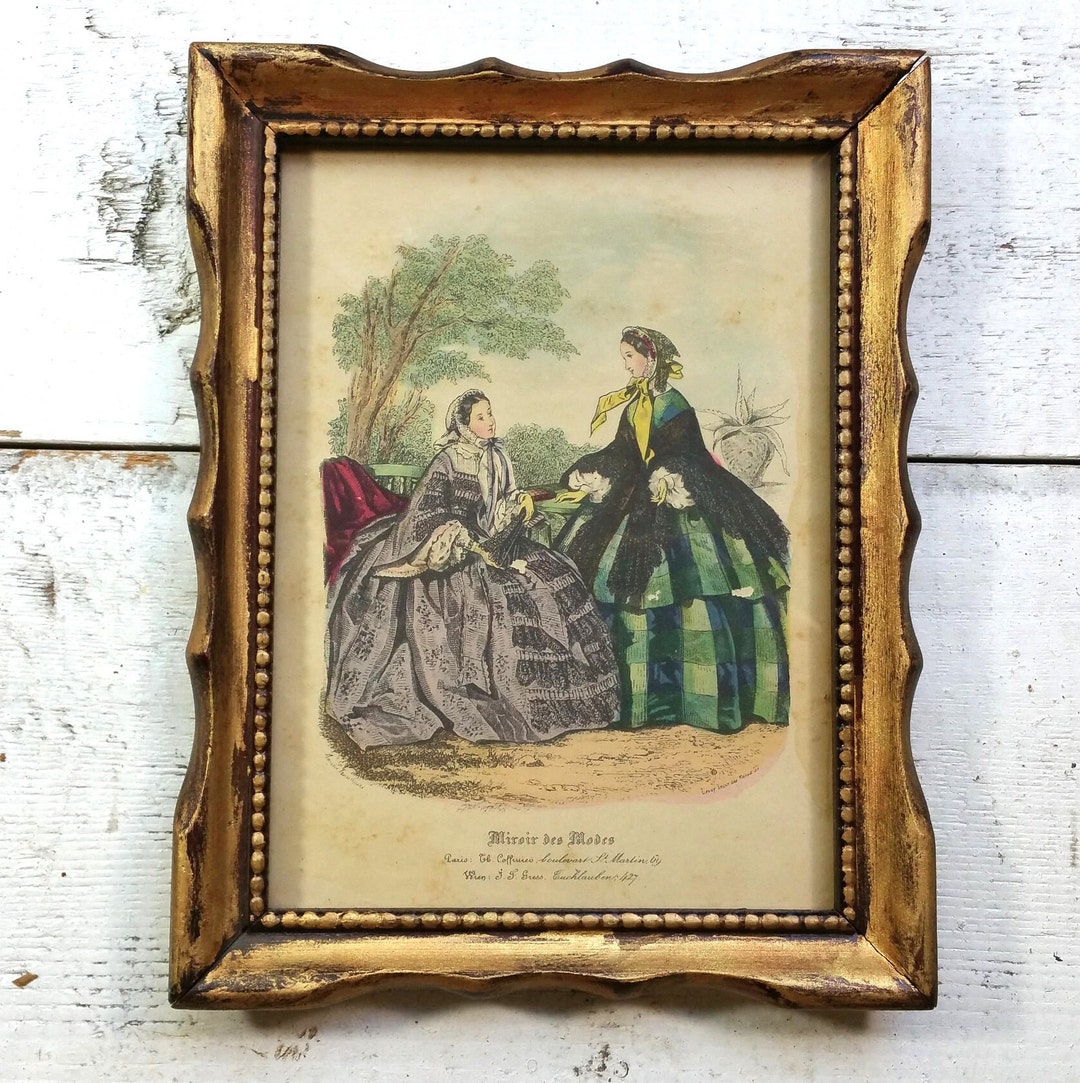 Small French Antique Lithographs 1800s Framed Prints Miroir - Etsy
