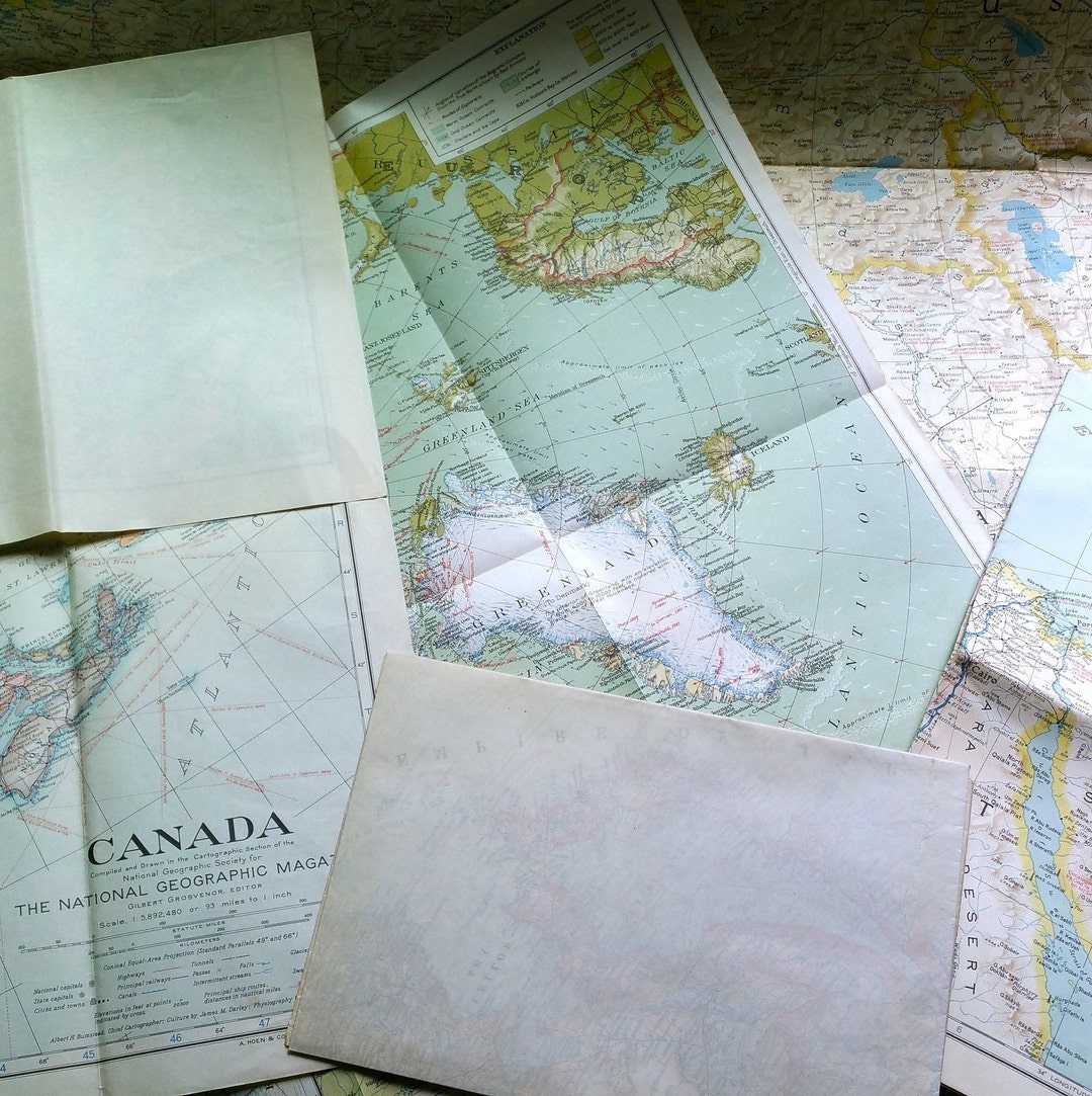 CHOICE 1920s National Geographic Maps Antique Large Foldout Asia Europe ...