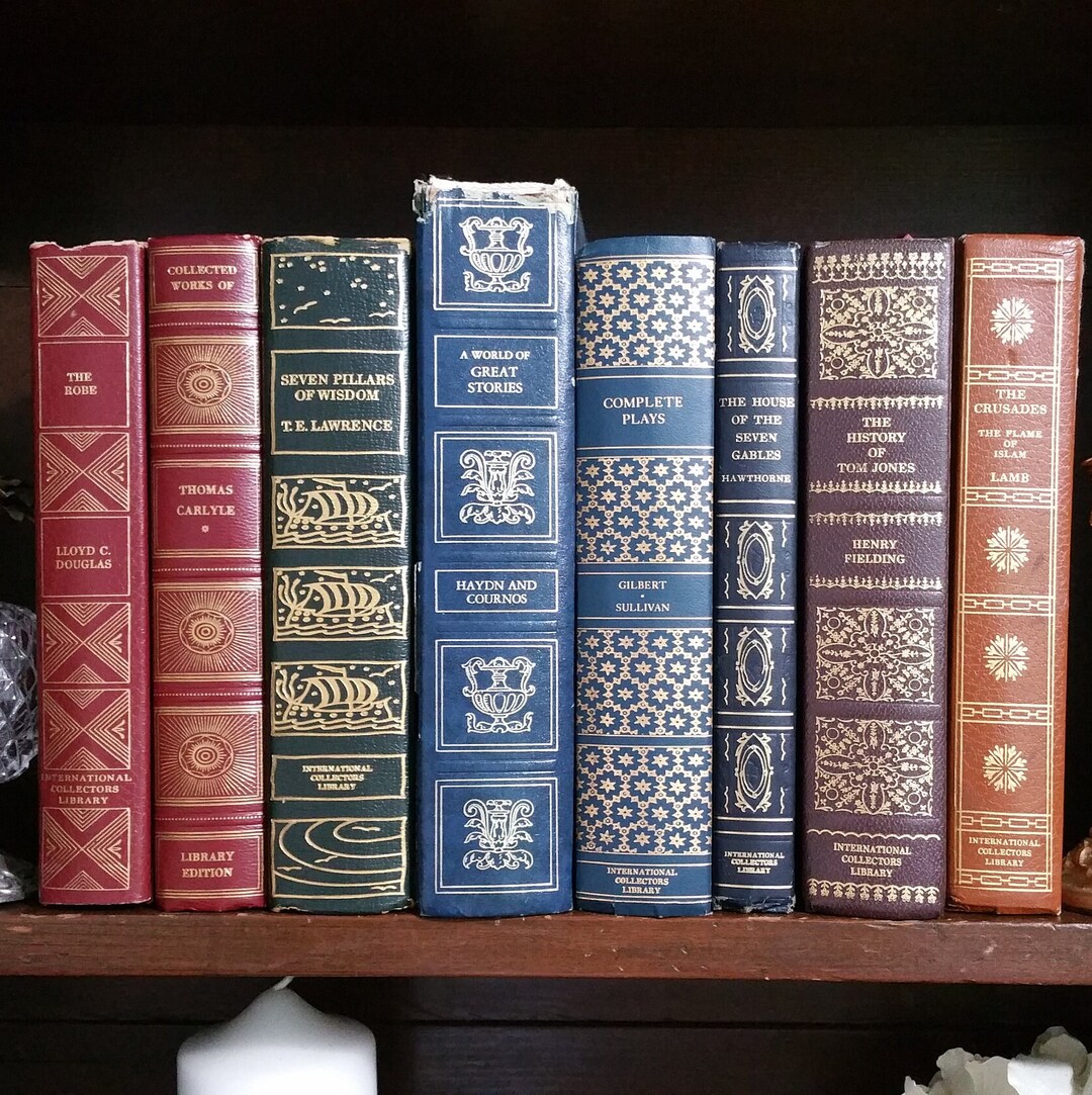 Rainbow Set 8 Decorative Gold Gilt Library Books Color Retro Vintage ...