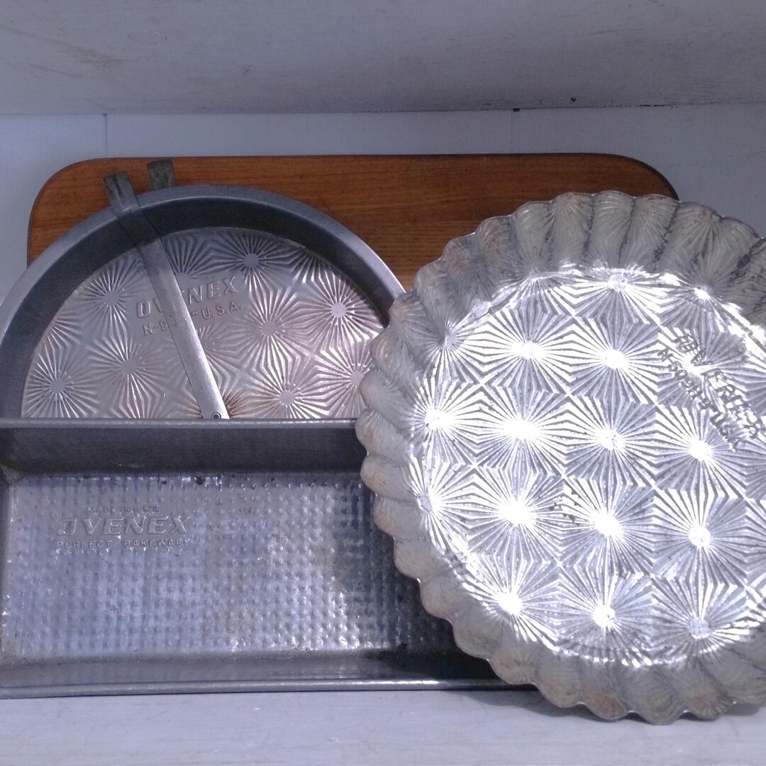 CHOICE Ovenex Starburst Cake Pans Vintage Round Slide Nickel Plated ...
