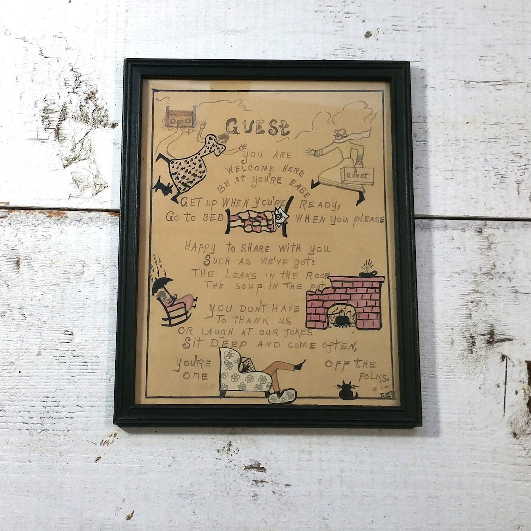 Folk Art Guest You Are Welcome Here Framed Poem J.P. Mcevoy Poetry ...