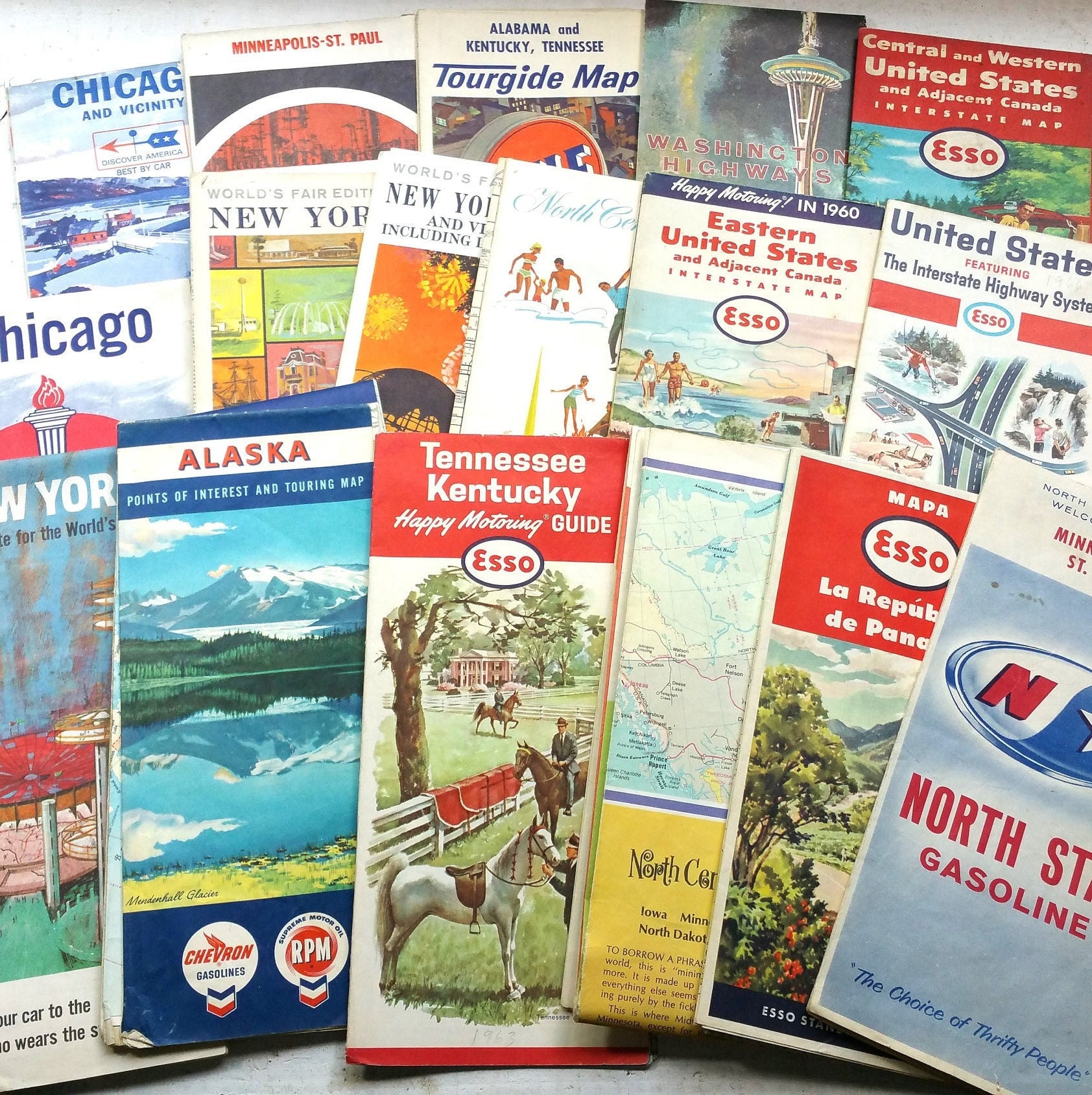 CHOICE Gas Station Maps Vintage Midcentury Fold Out State City Junk ...