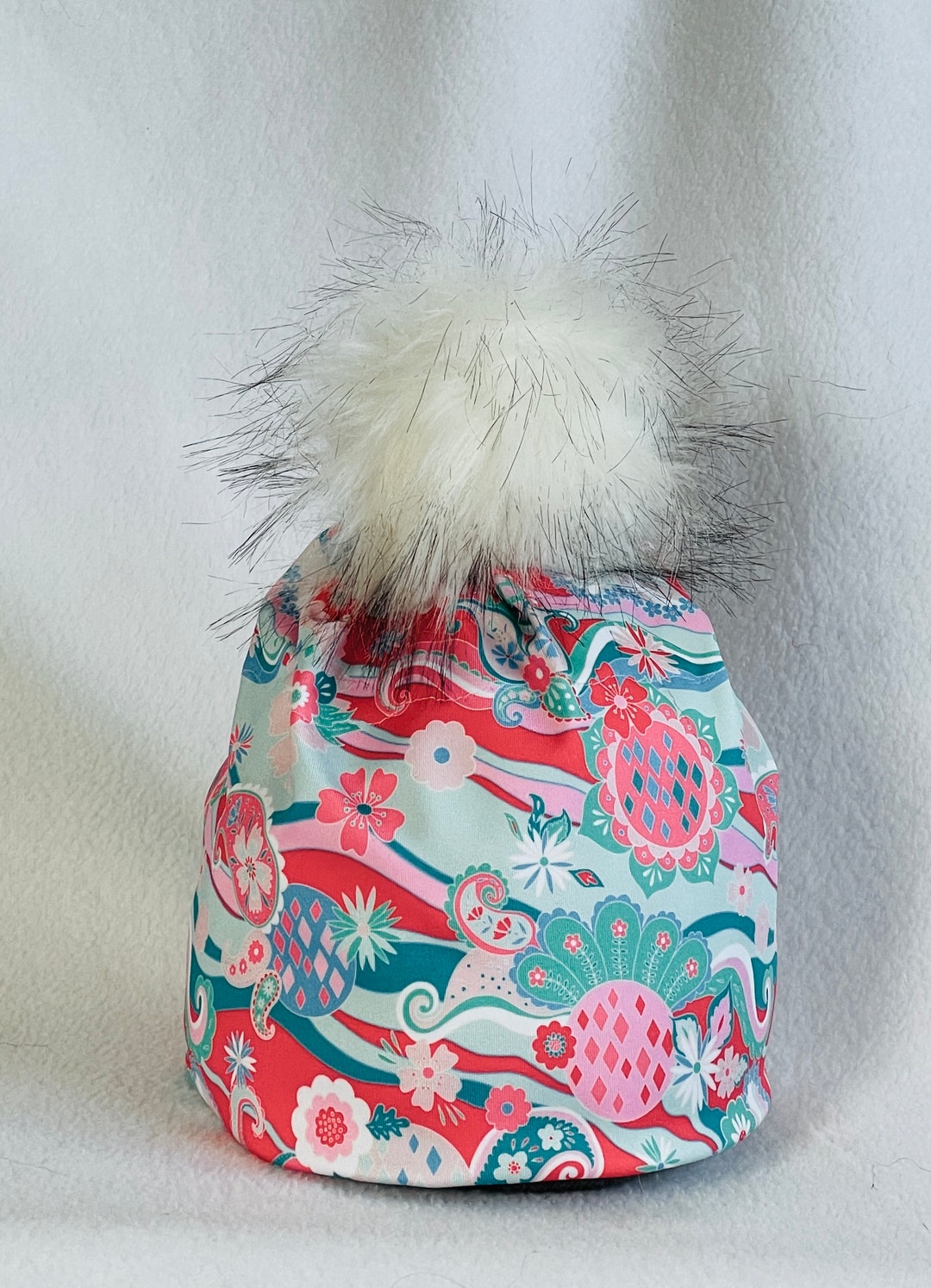 CHEERFUL WAVES - Pastels Pink Blugreen Alpine Ski or Nordic Run Hat , 4 ...