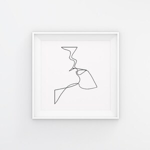 Abstract Kiss Line Art Minimalist Art Line Drawing Love | Etsy