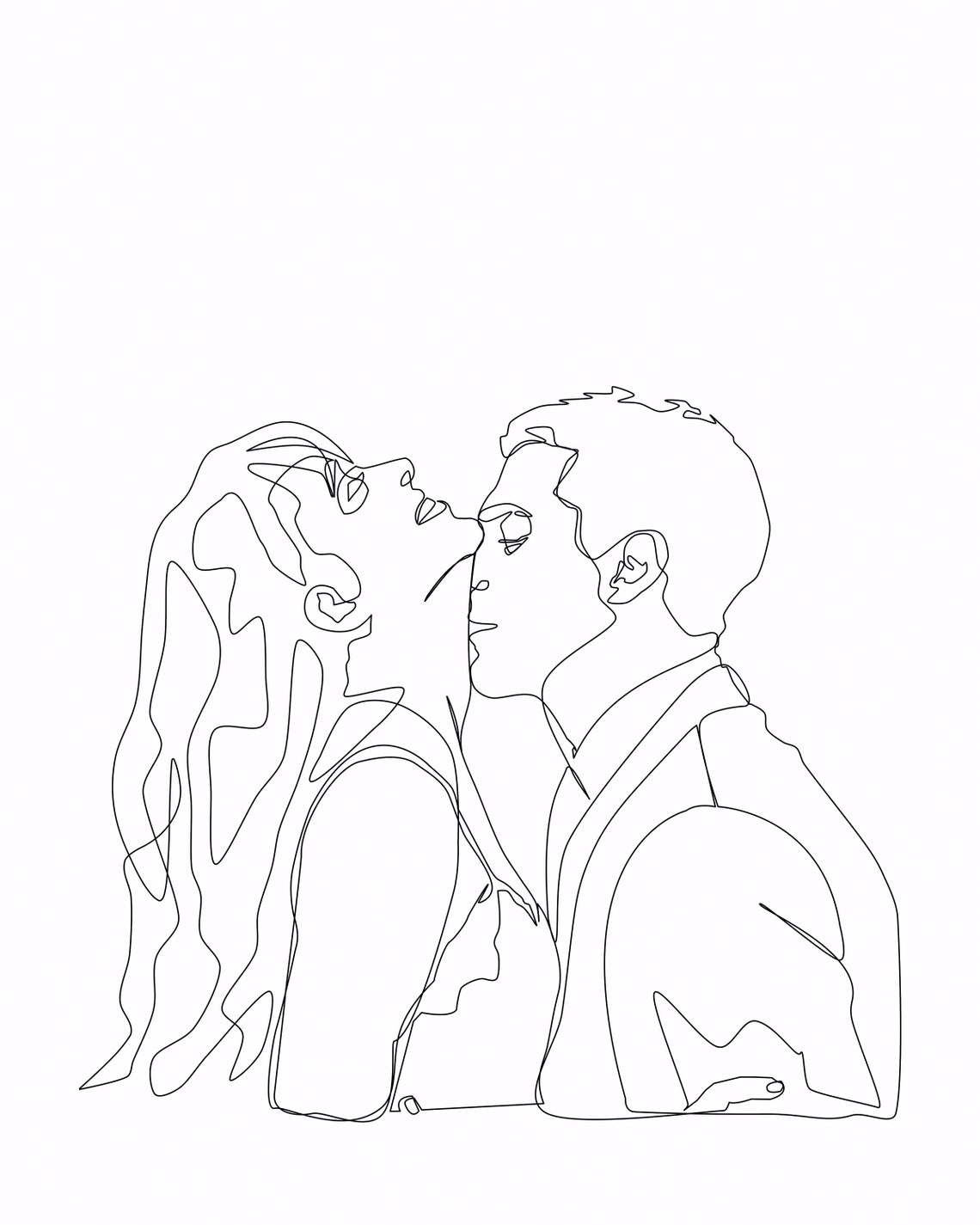 Love Couple Line Art Printable Wall Art Love Line Art Etsy