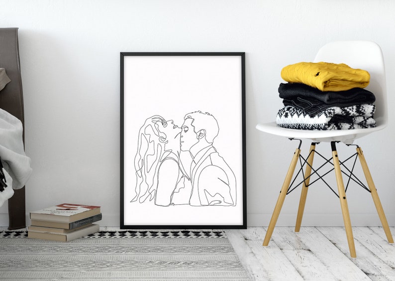 Love Couple Line Art PRINTABLE Wall Art, Love Line Art Minimalist Art ...