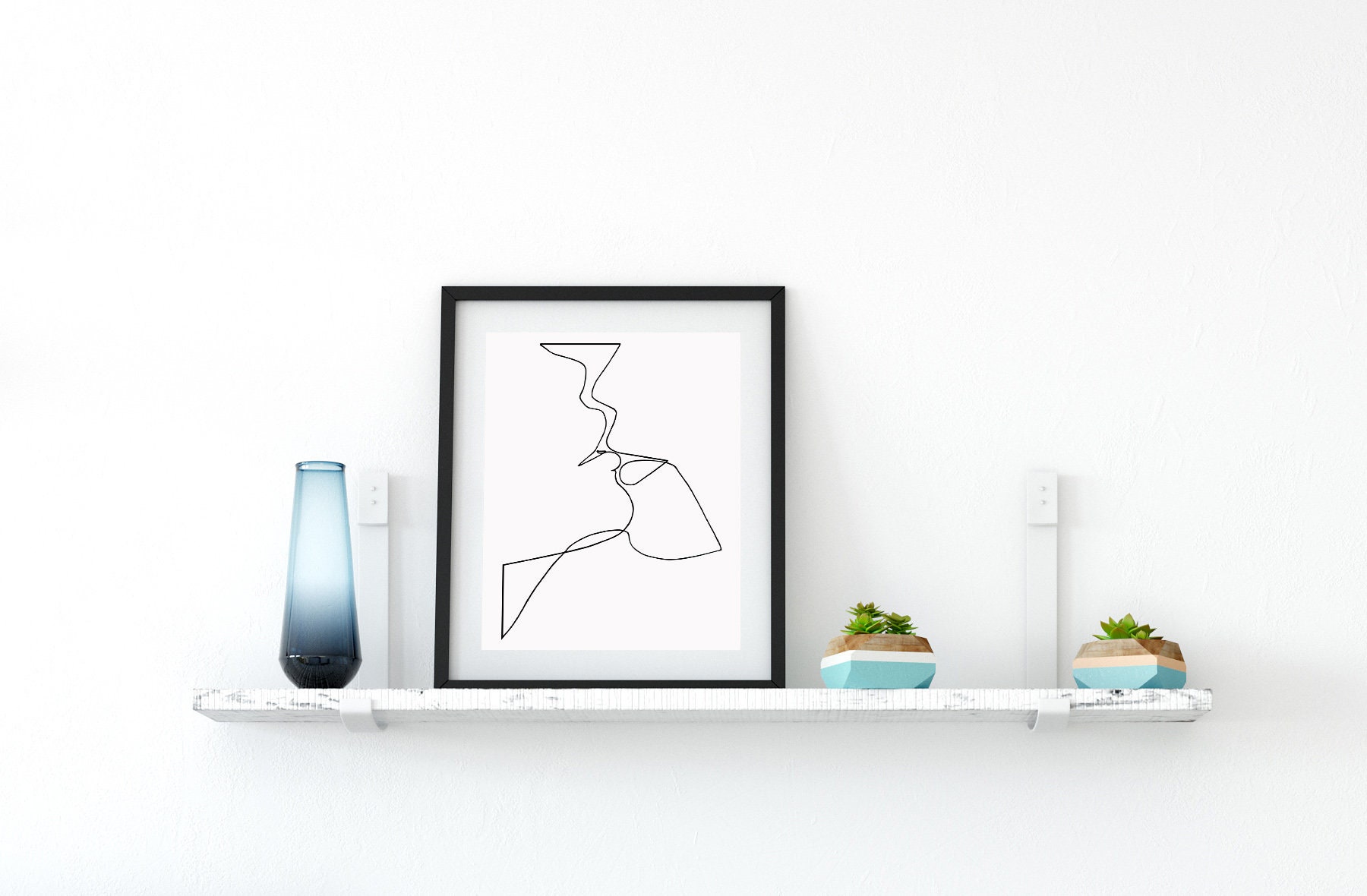 Abstract Kiss Line Art Minimalist Art Line Drawing Love | Etsy