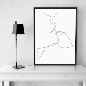Abstract Kiss Line Art Minimalist Art Line Drawing Love | Etsy