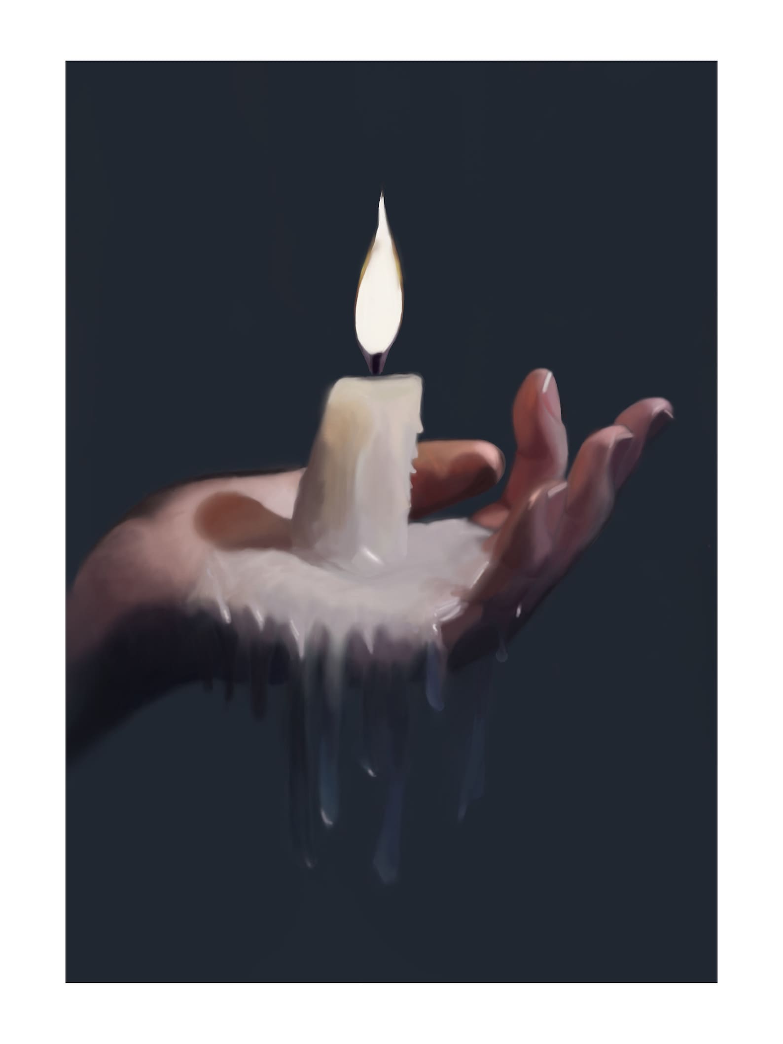 Digital Painting Burning Candle on Hand Digital Art - Etsy