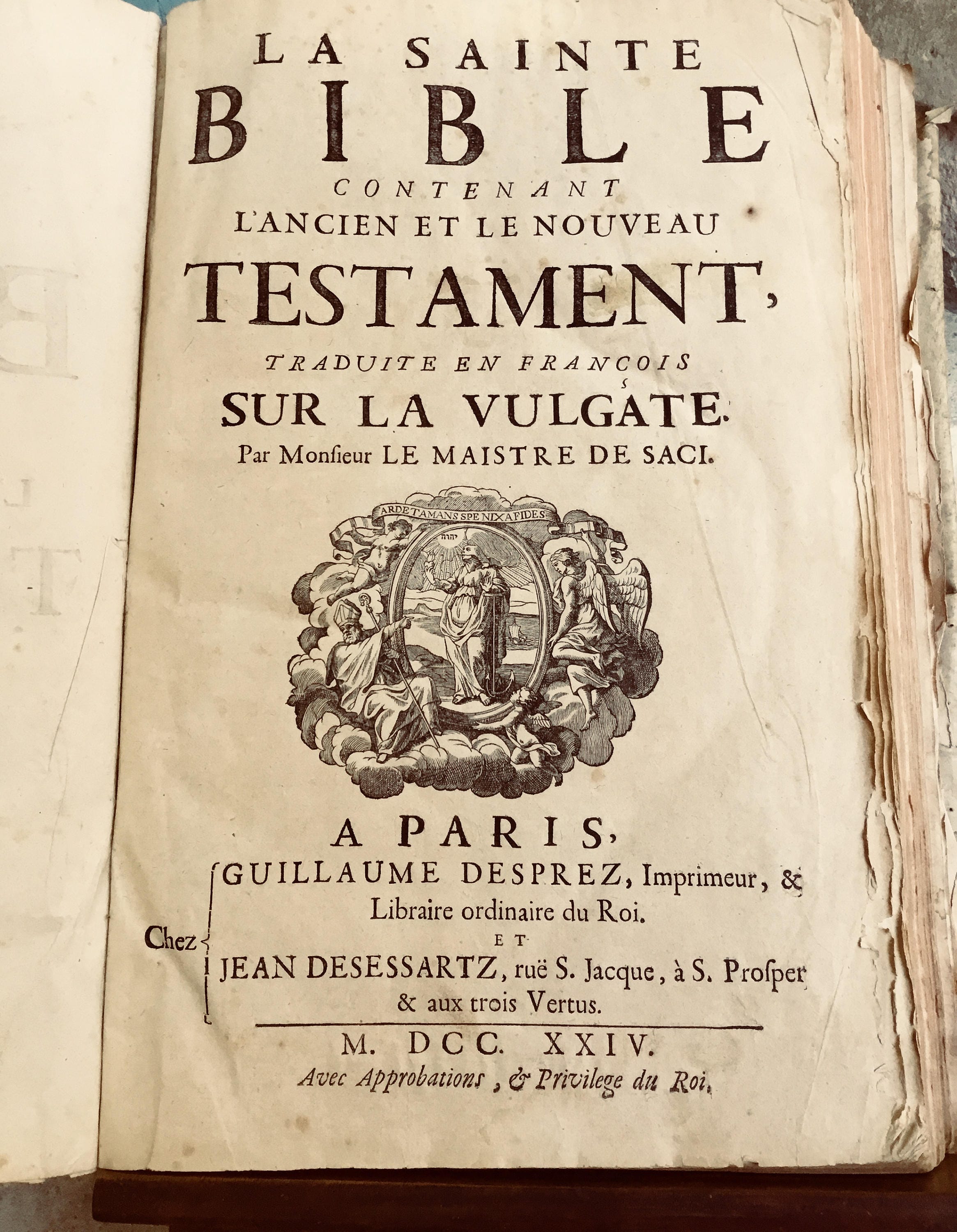 A Beautiful French Antique Noble Family Bible C1724 Complete With ...