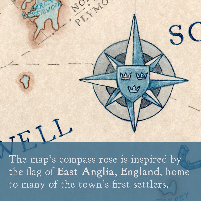 Hingham MA Illustrated Map Print - Etsy