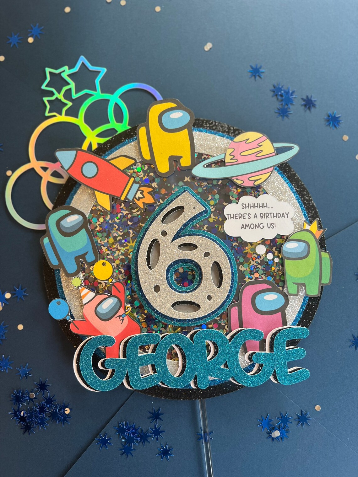 Among Us Theme Cake Topper Shaker Style - Etsy