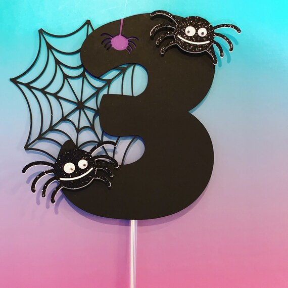 Halloween Spider Birthday Theme Cake Topper | Etsy