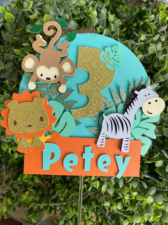Safari Jungle Wild one theme Birthday Cake Topper | Etsy