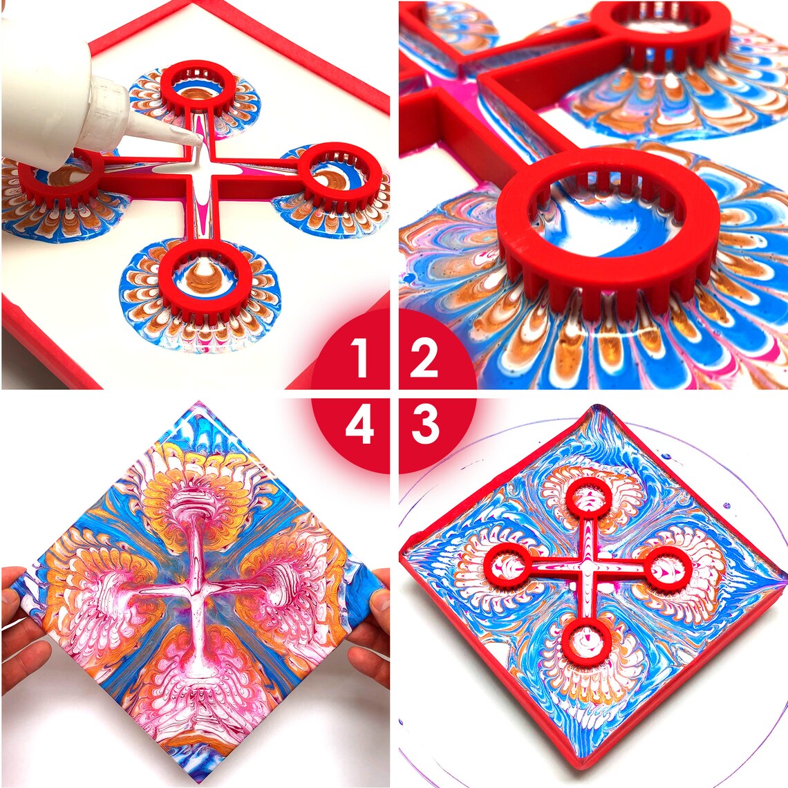 Acrylic Pouring Tool CROSSED CIRCLES Red for - Etsy