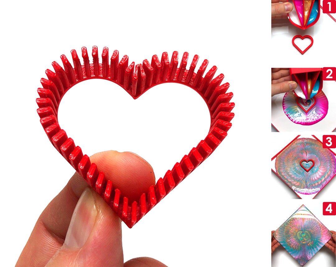Heart - Acrylic Pouring Tool - for Extraordinary Heart Pattern Pouring ...