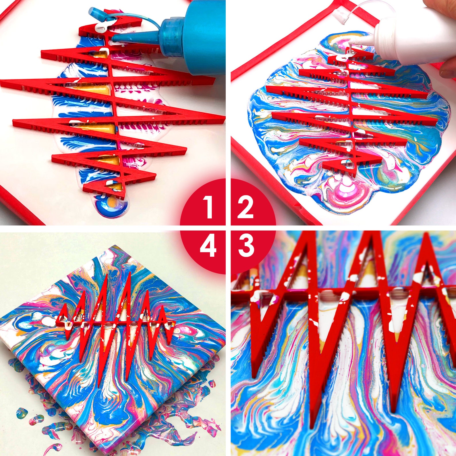 Acrylic Pouring Tool - JAGGED LIGHTNING - for Extraordinary Pouring ...
