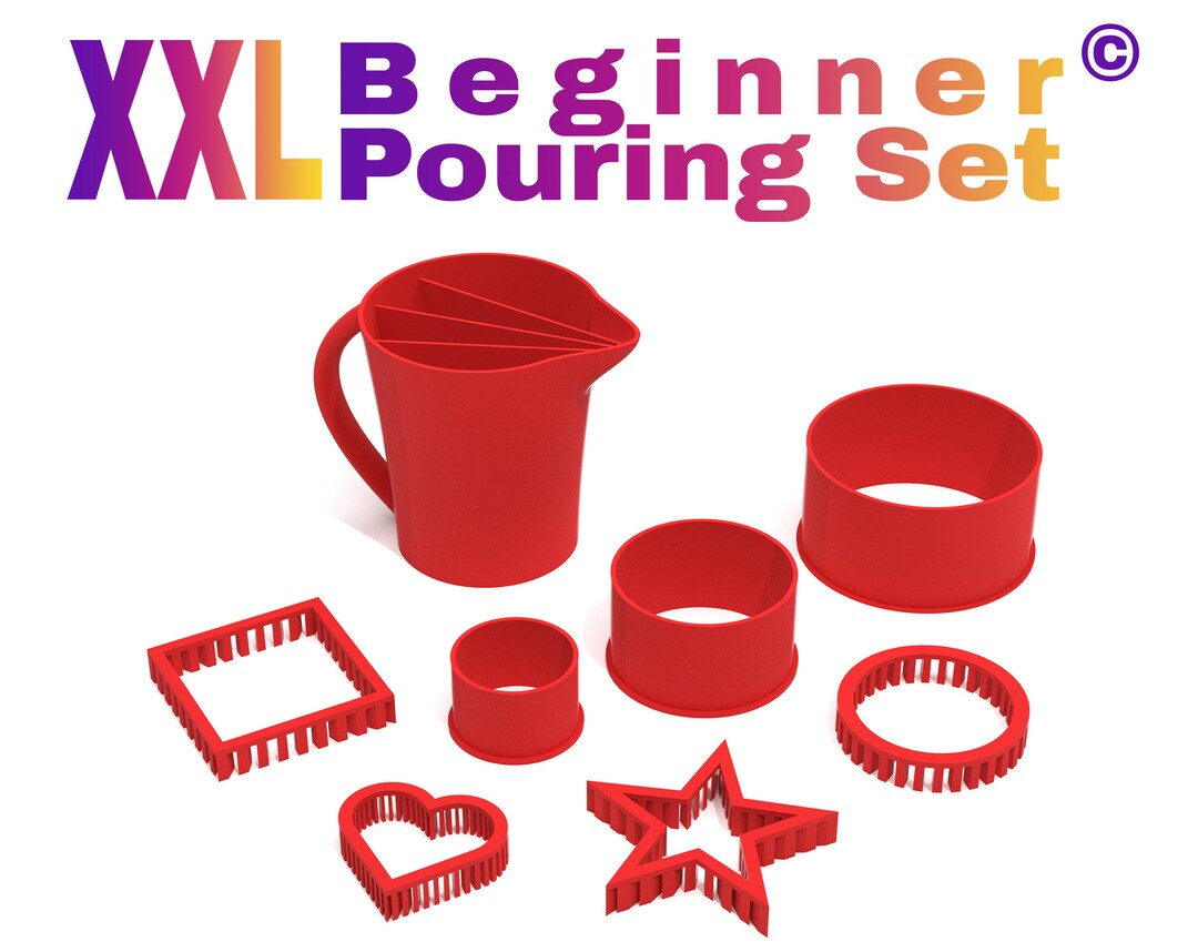 XXL Beginner Pouring Set - Split Cup 250 Ml + 4 Molds + 1 to 3 Pouring ...