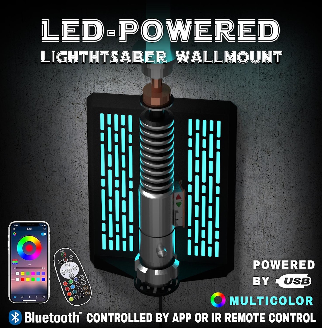 LED Lightsaber Wall Mount | Multicolor | Vertical | 4 Designs | Fits ...