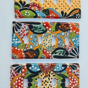 Mexican Talavera 4 Toggle Light Switch Cover Standard Size Floral ...