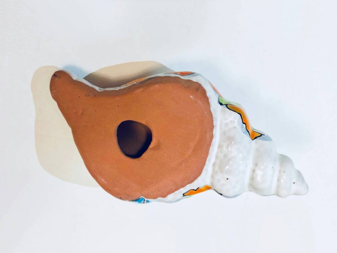 7in. Mexican Talavera Ceramic Sea Shell colors & Floral | Etsy