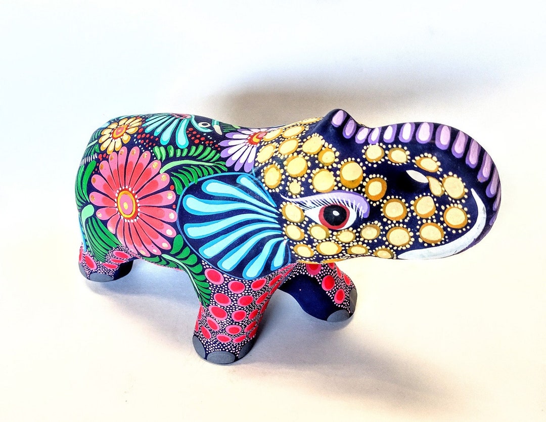 9in. Painted Mexican Alebrije Clay Elephant for Indoor Display - Etsy