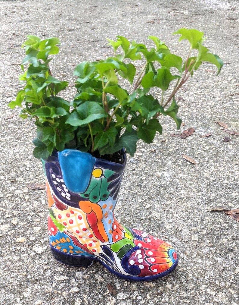 7in Mexican Talavera Cowboy Boot Planter Pot for Succulents - Etsy