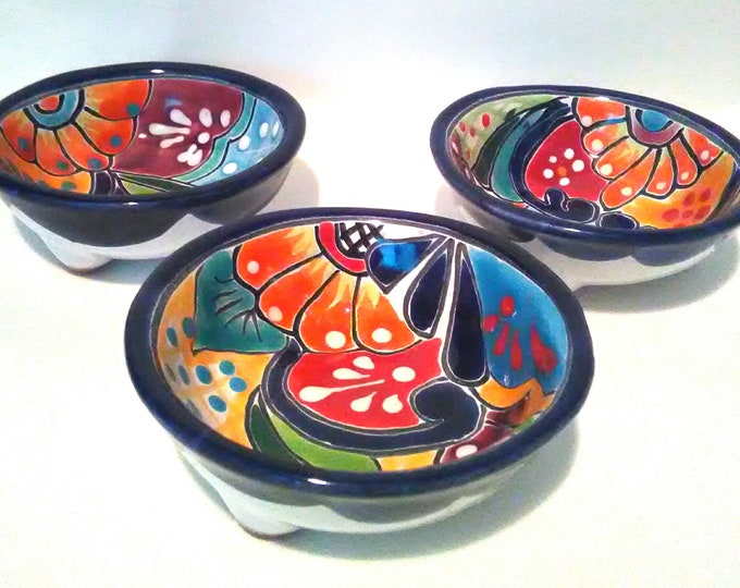 4 Footed Mexican Talavera Salsa Bowl Dish for Sides and - Etsy