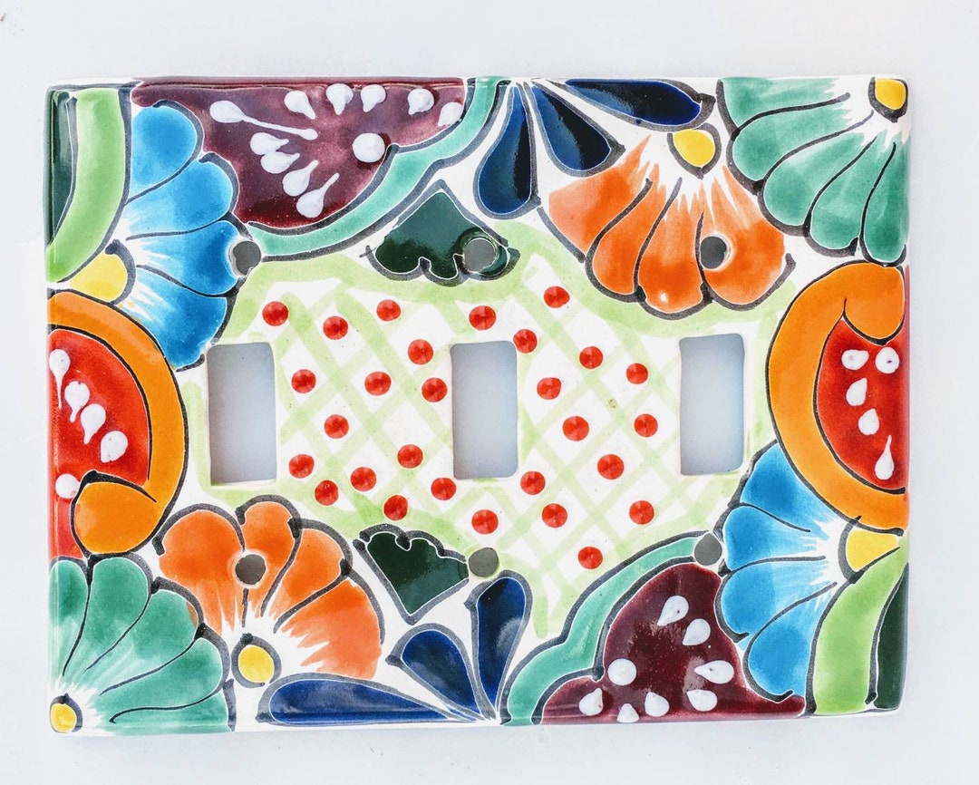 Mexican Talavera 3 Toggle Electrical Light Switch Cover Standard Size ...
