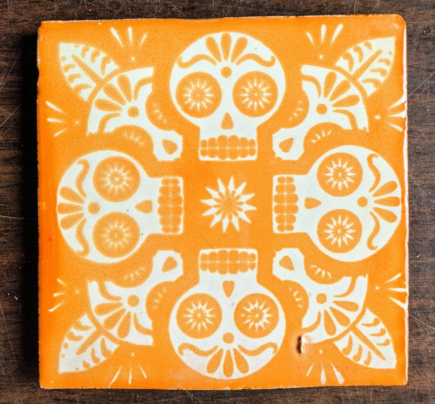 Pack of 15 4x4in. Yellow Sugar Skull Ceramic Mexican Tiles - Etsy