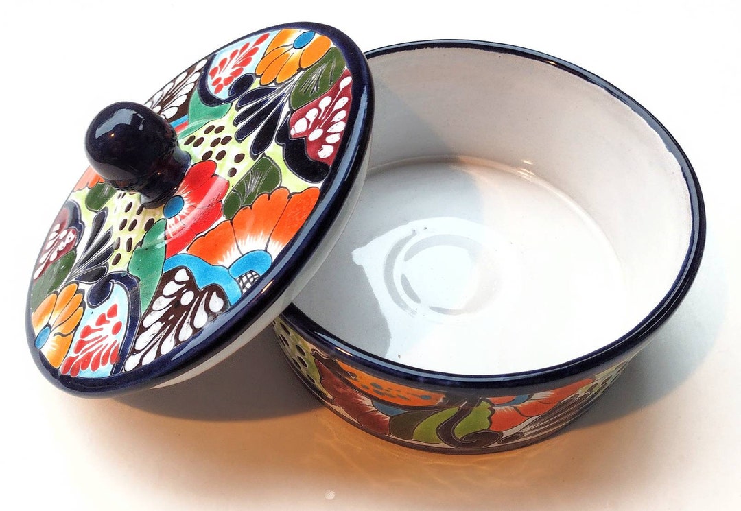 8 Mexican Talavera Tortilla Serving Dish With Lid Tortillero floral ...