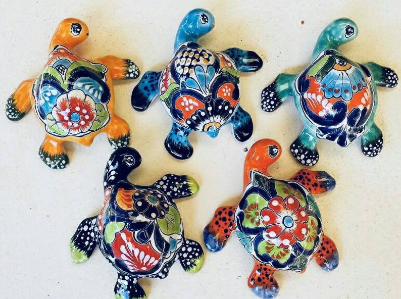 6in. Mexican Talavera Ceramic Sea Turtle for Garden Decor - Etsy
