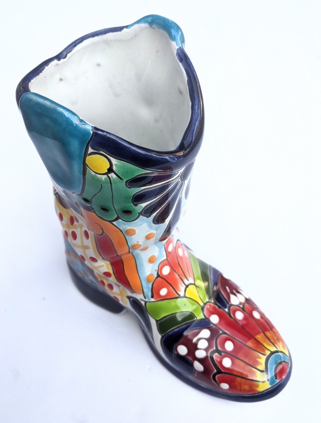 7in Mexican Talavera Cowboy Boot Planter Pot for Succulents - Etsy
