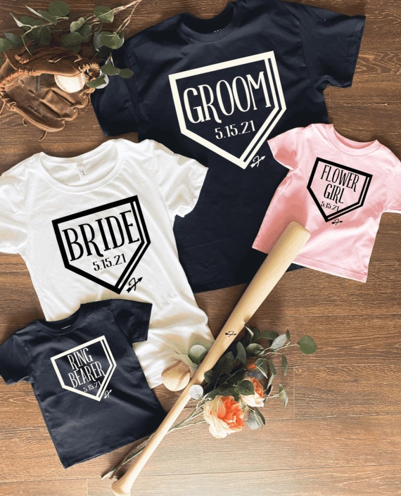Home Plate Team Bride & Team Groom Tees With Wedding Date | Etsy
