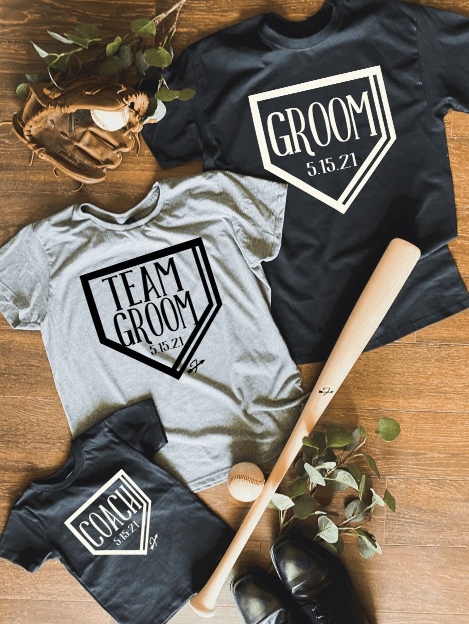 Home Plate Team Bride & Team Groom Tees With Wedding Date | Etsy