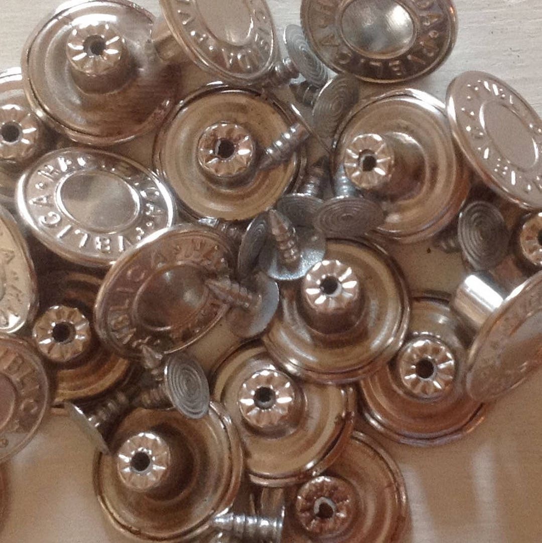 Silver Jean Buttons and Fasteners (x 10 Pack) - Etsy