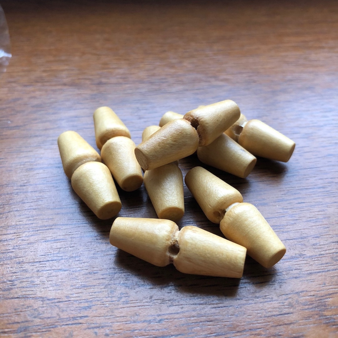 NATURAL WOODEN 1-hole TOGGLE Buttons X 5 Toggles- Various Sizes- 20mm ...