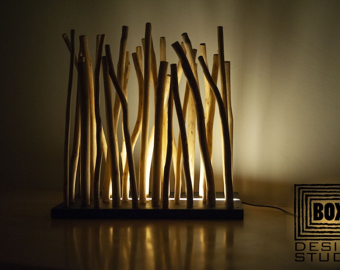 Wood Lamp Light Sculpture Wooden Night Light Kids Rustic Accent Lamp ...