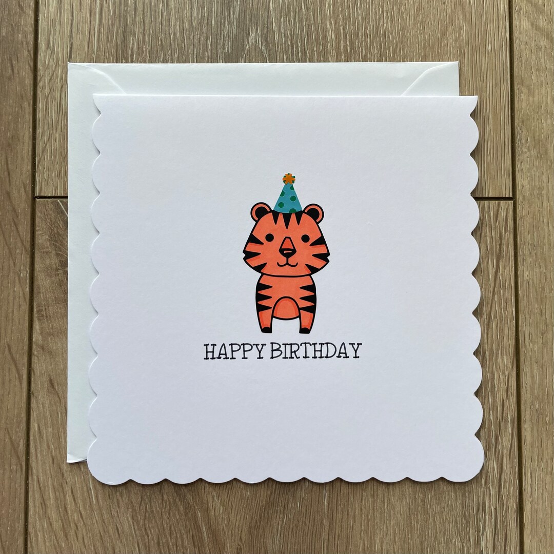 TIGER BIRTHDAY CARD happy Birthday Tiger Card Animal Card Birthday Card ...