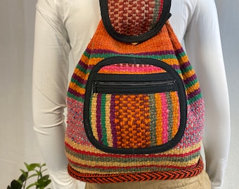 Backpack With Leather for Kids/andean Handmade Aguayo Backpack/mochila Peruana - Etsy