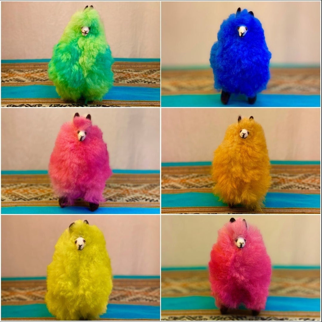 Colorful Premium Dyed Alpaca Figure 100% Alpaca Wool Fur Handmade ...